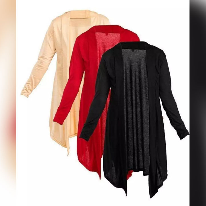 Pack of 3 ladies long plan colorful shrugs | Daraz.pk