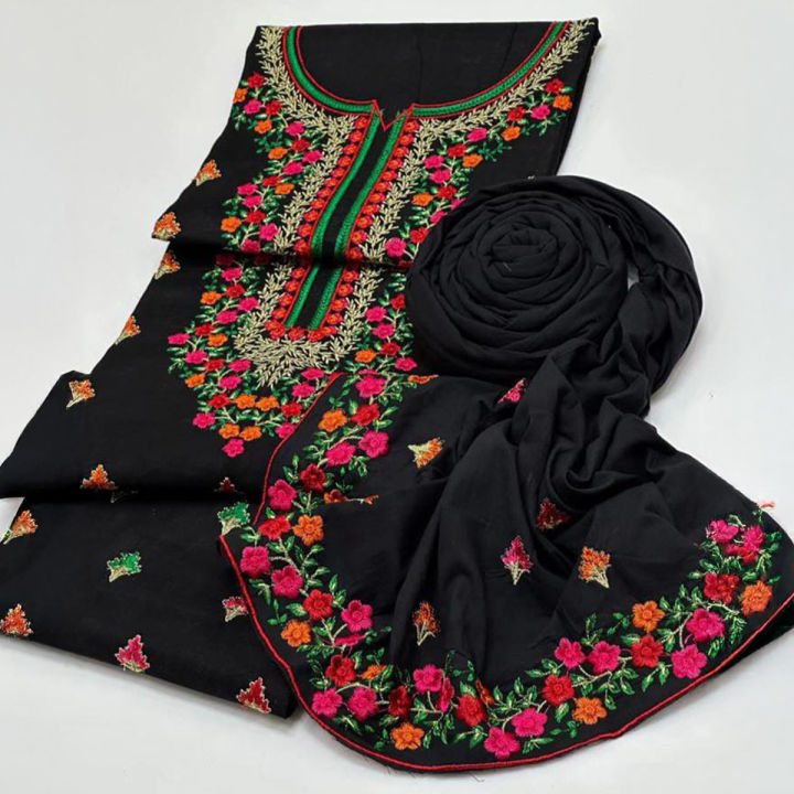 Beautiful 2pc Dress Shirt with Neck Embroidery and Cotton Trouser with ...