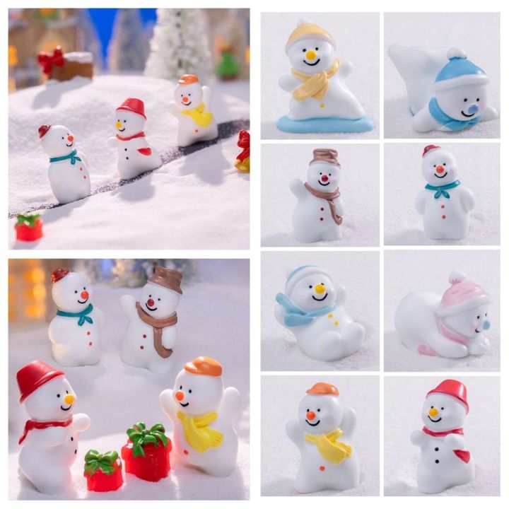 Creative Christmas Mini Snowman Figurine Accessories White Cartoon Snow ...