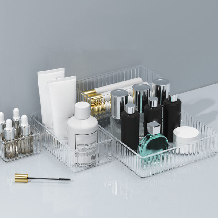 Desk Drawer Organizers Set Plastic Bathroom Storage Clear Transparent ...
