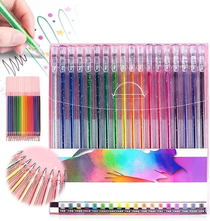 Set of 12 Neon Color Pens (1.0mm Tip) – Smooth Writing Gel/Marker Pen ...