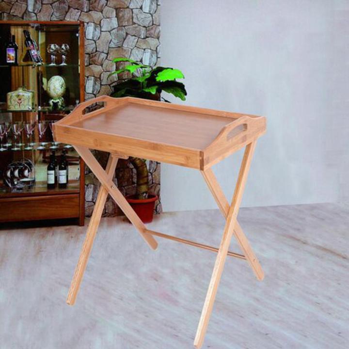 Beach Wood Single Shelf Foldable Table Tray Coffee Table Study Table ...