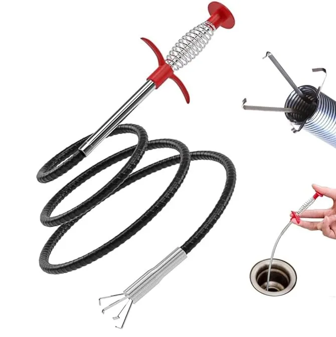 Metal Flexible 90 cm Wire Brush Hand Sink Cleaning Hook Sewer Dredging ...