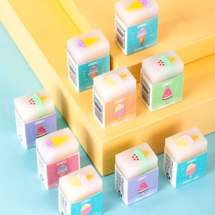 Deli Cute Kawaii Creative Translucent Large Soft Ice Cream Erasers ...