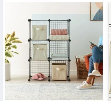 Whitmor Storage Cubes - Stackable Interlocking Wire Shelves -Black (Set ...