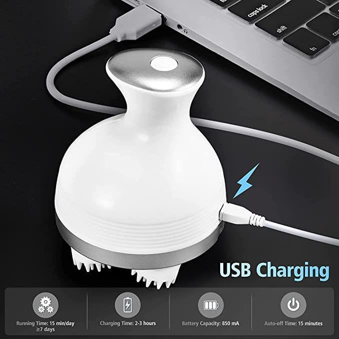 Electric Head & Scalp Massager Brush | USB Rechargeable Vibration ...