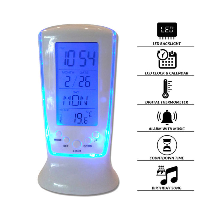 New Blue Backlight Digital Alarm Clock Electronic Desktop Clock Table ...