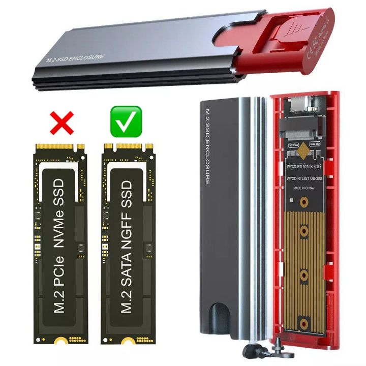 M.2 NGFF (SATA) SSD To USB 3.0 External HD Hard Drive Enclosure Storage ...