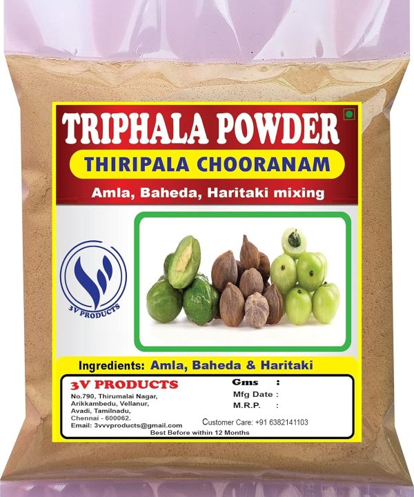 3V PRODUCTS Triphala Churna Powder 100g (Amla, Baheda, Haritaki) mixing ...