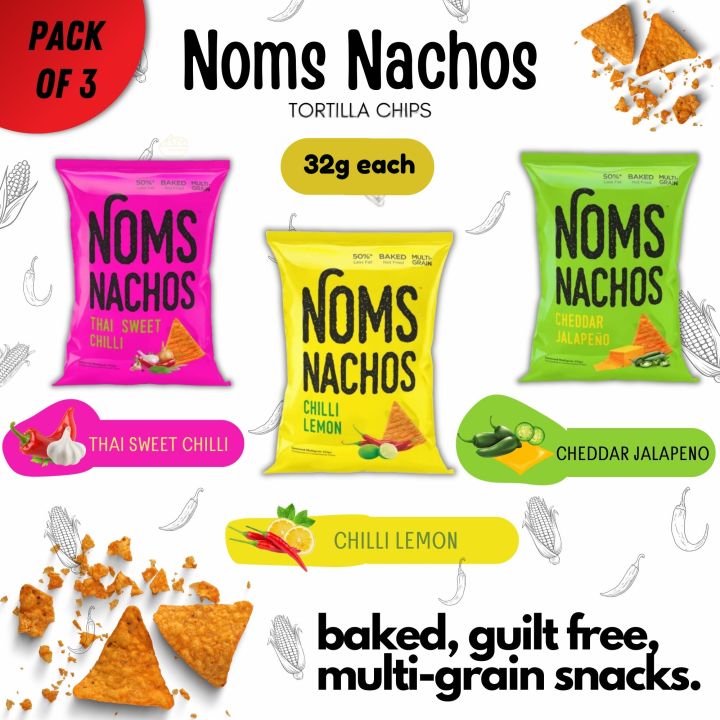 Pack of 3 - Noms Nachos Baked Chips Mix Packs 32g Each | Daraz.pk