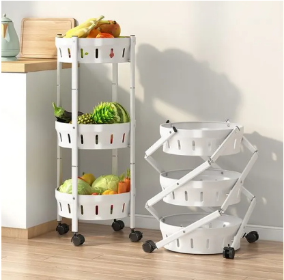 Safdar Mart- 1Pc Foldable 3-Tier Fruit and Vegetable Rack Made of Black ...