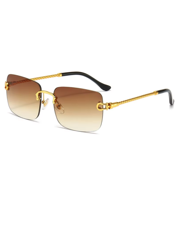 Fashion Leopard Rimless Sunglasses Double Bridges Gradient Ocean Film ...