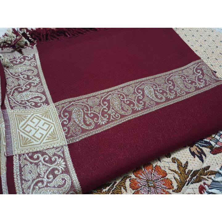 Maroon Acro Wool 4 side border Women Shawls | Daraz.pk