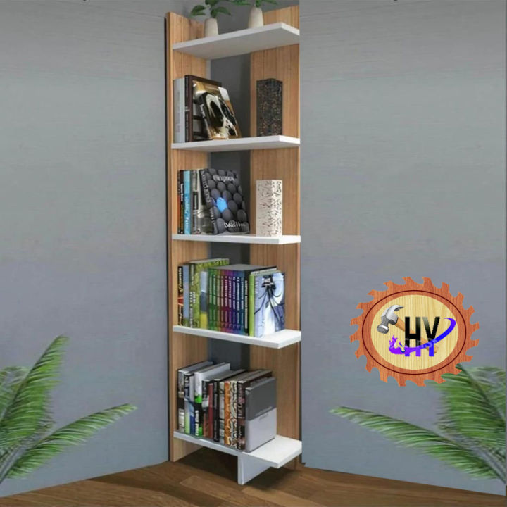 5-Shelf Modern Display Corner Unit Bookcase Bookshelf Shelving | Daraz.pk