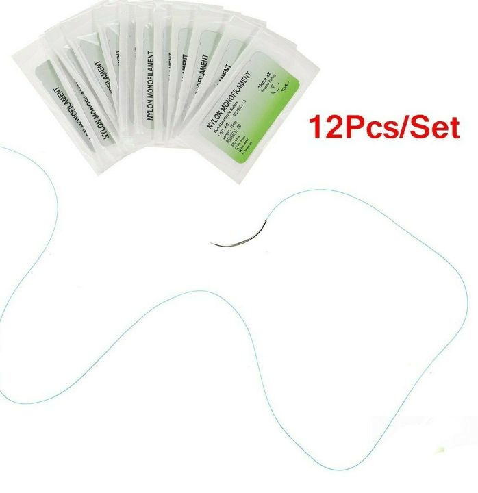 12 Pieces Silk Sutures Thread Natural Non-Absorbable Needle Silk Suture ...