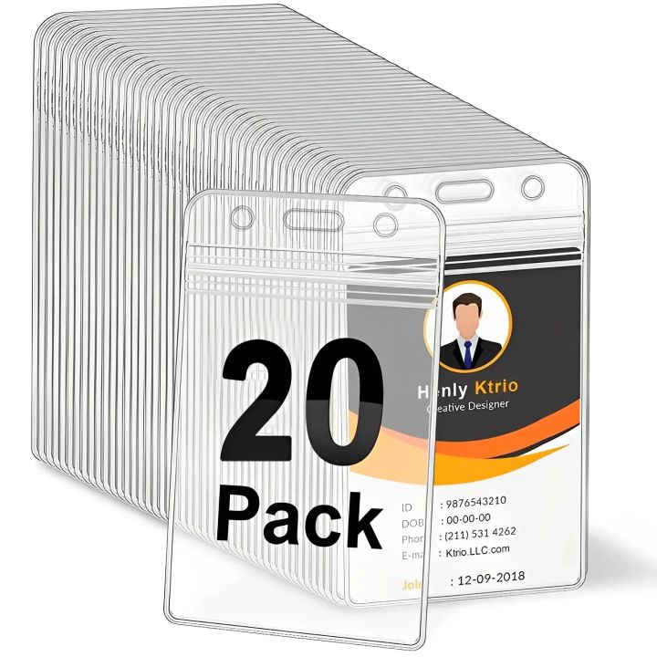 Vertical Transparent Vinyl Plastic Clears ID Card Bag Case Badge Holder ...