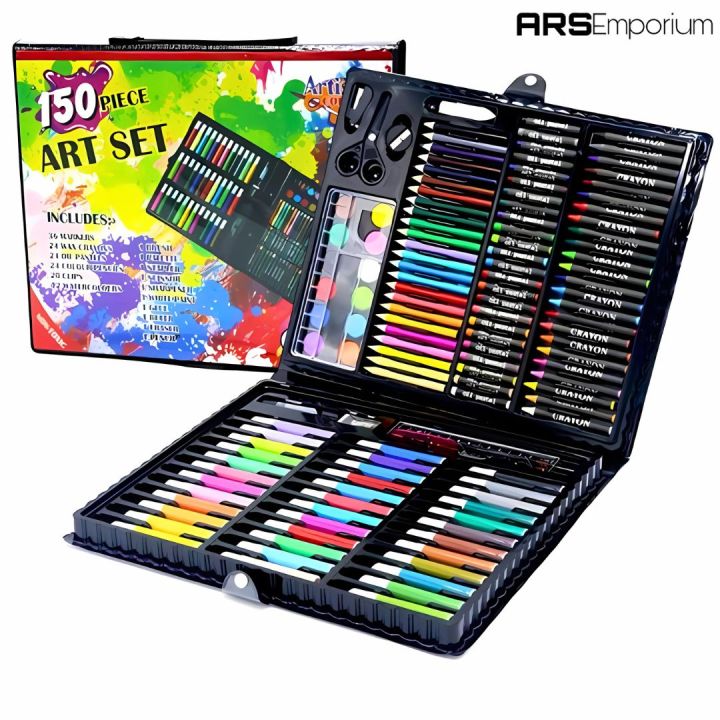 150-Piece Kids Coloring Kit – Multifunctional Art Set with Crayons ...