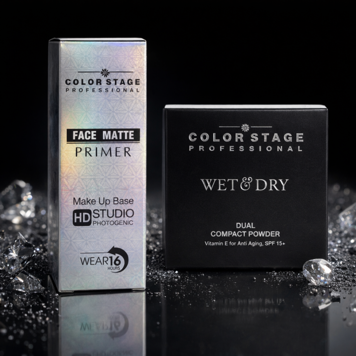 Color Stage Long Lasting Primer (16hr Matte) & Wet/Dry Compact Powder ...