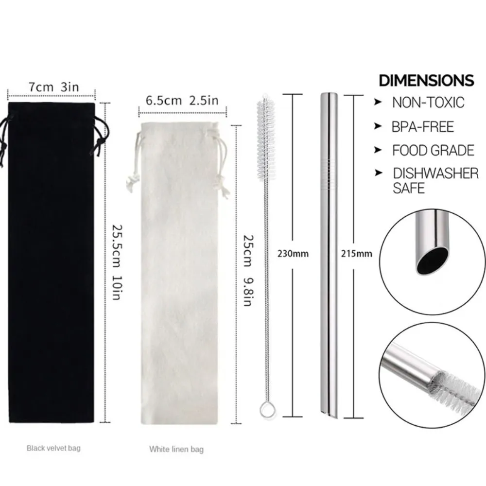 Reusable 304 Stainless Steel Boba Straws 12mm Slanted Mouthed Metal ...