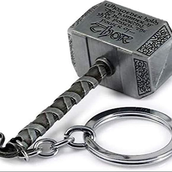 Thor Mjolnir Avengers Superhero Gold and Silver Metal Ring Key Chains ...