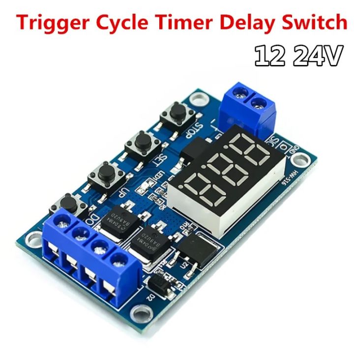 Dc 12v 24v Dual Mos Led Digital Time Delay Relay Trigger Cycle Timer Delay Switch Circuit Board