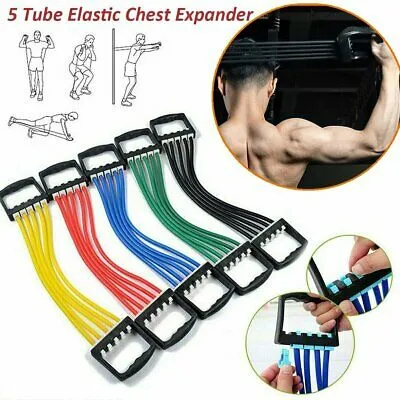 HTS Chest Expander with Adjustable 5 Tube Resistance - Rubber Tube ...