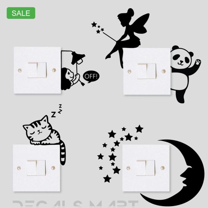 SmileArt Cartoon Switch Board Wall Stickers Pack of 5 Vinyl Self ...