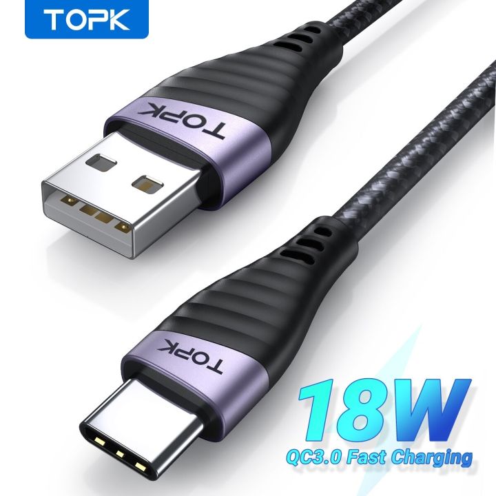 TOPK AN15 USB Type C Cable 3A 18W Fast Charging Data USBC Typ-C Cable ...