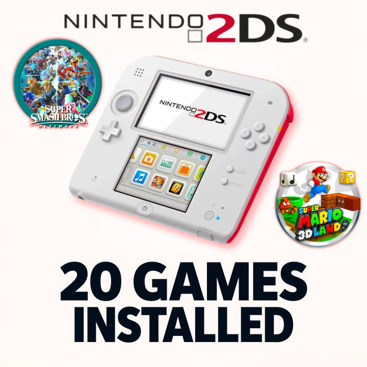 Nintendo 2DS with 20 Pre-Installed Games, Adapter & Stylus | Daraz.pk
