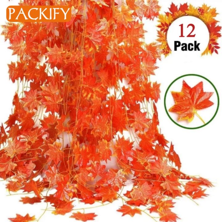 PACKIFY - Pack of 6 ,12 Artificial Maple Plant bail Leaves for ...