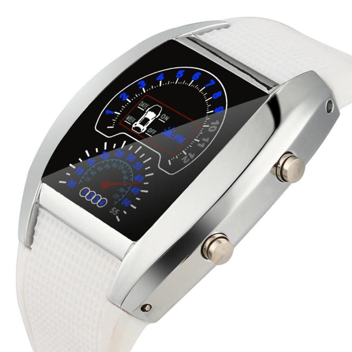 Men LED Aviation Pilot Speedometer Sports Car Meter Dial Digital Wrist ...