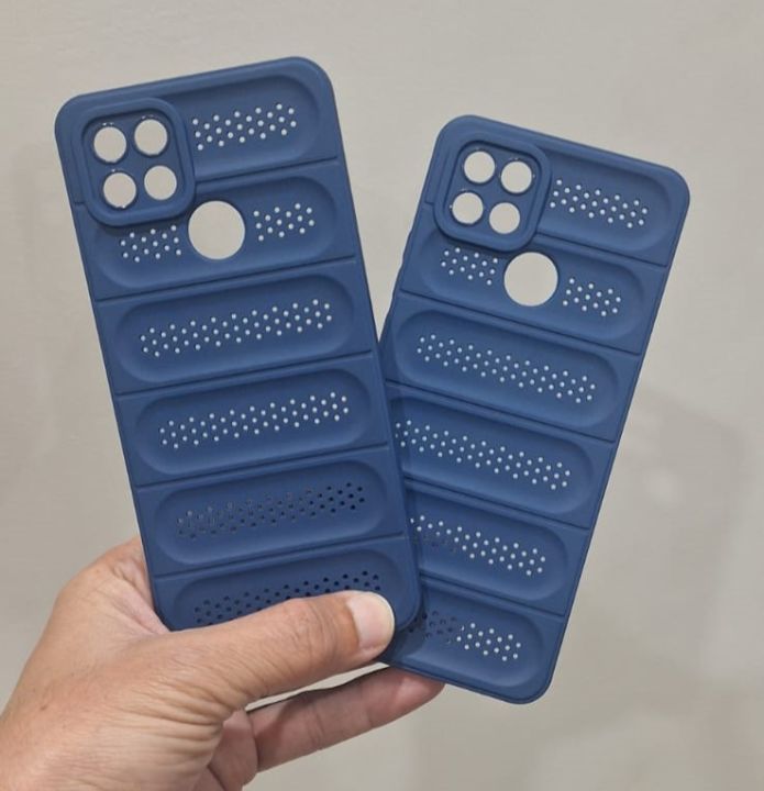 For Oppo mobile A15 Cover Navy Blue Trendy Breathable Mesh Grid Net ...