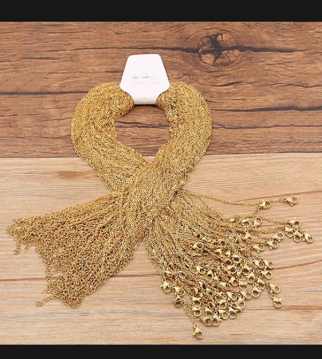 10Pcs 45cm Cuban Link Chains – 4mm Gold/Silver Stainless Steel ...