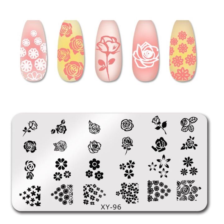 VADHARYA Nail Stamping Plate, Patterns, Flowers, Roses, Bows, Brand ...