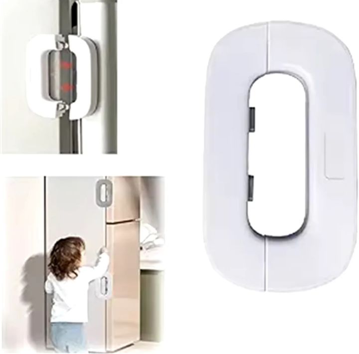 “Premium Fridge Lock | Self-Locking Adhesive Refrigerator Door Lock ...