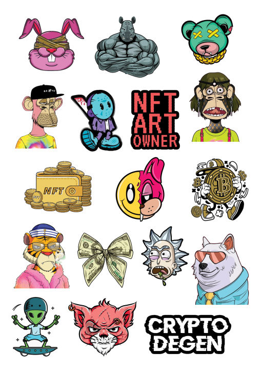 NFT Art Sticker Sheet Best Quality Stickers For NFT Lovers Aesthetic ...