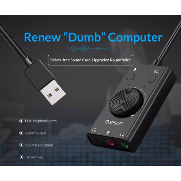 Orico Portable USB External Sound Card Microphone Earphone Two-in-One ...