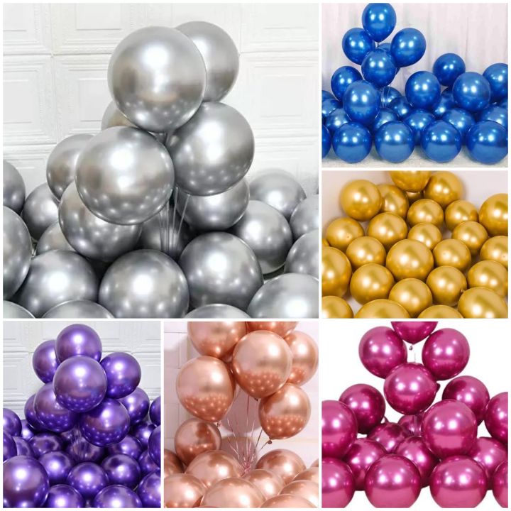 Pack of 20 Chrome Metallic Shiny Balloons for Birthday Decoration ...