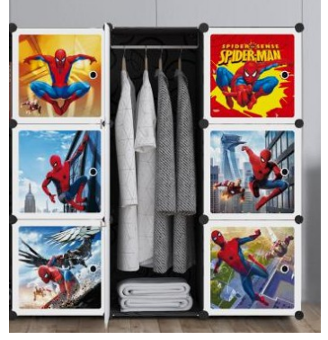 SPIDER MEN 9 Cubes Storage Cabinet & Wardrobe For Kids With Hanging Rod ...