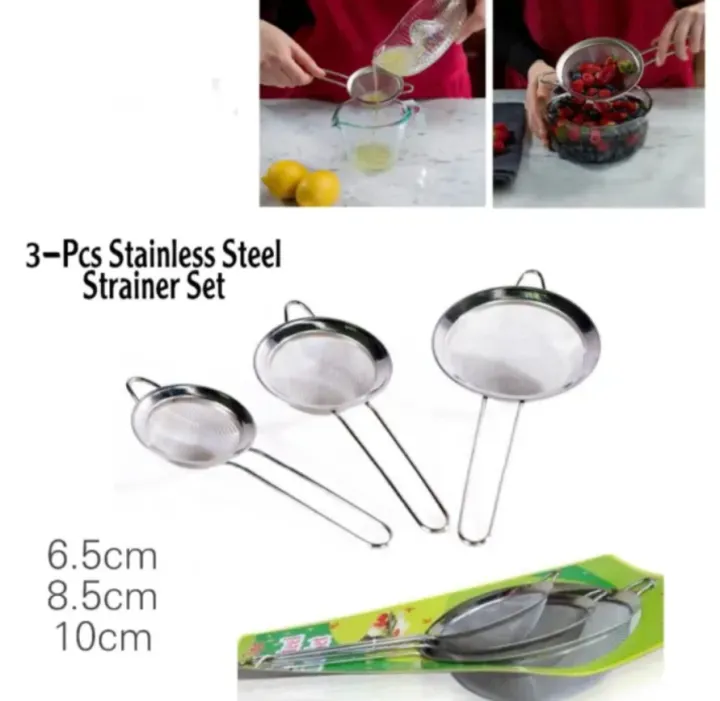 Pack of 3 Pcs - High Quality Stainless Steel Tea Stainer Set strainer ...