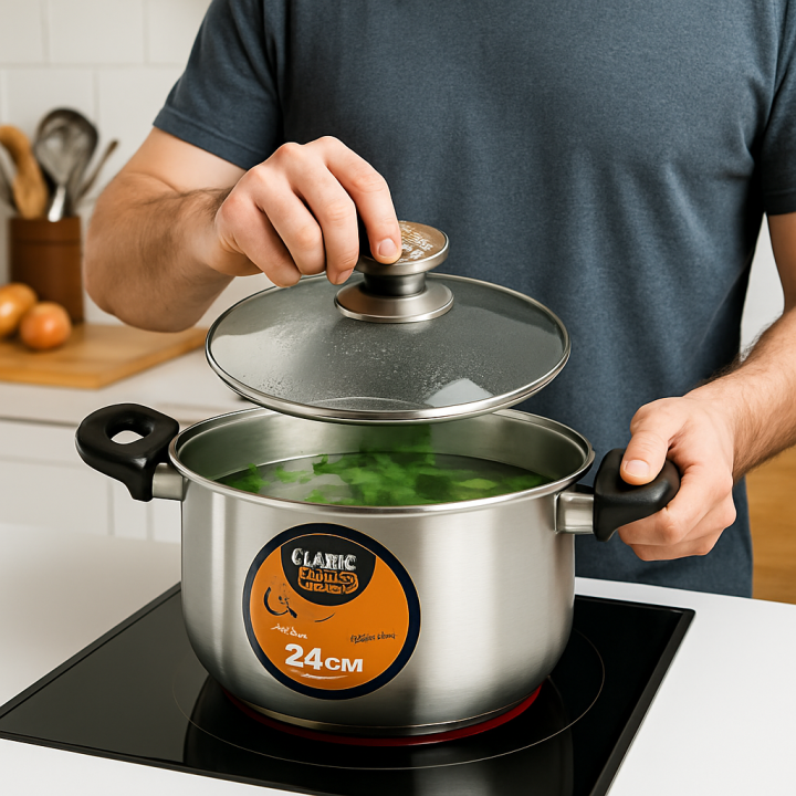 Classic L&G Still Stainless Steel Cooking Pot – 24cm with Glass Lid ...