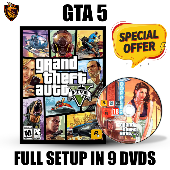 🔥GTA 5 – PC Game 💿 9 DVDs | Full Setup + Offline Story Mode 🎮| Windows ...