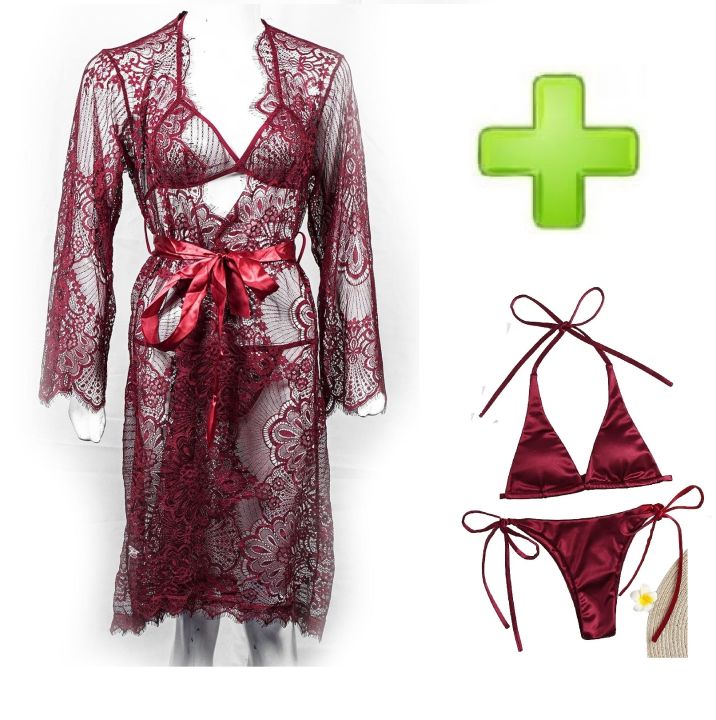 3 Pcs - Nighty Beautiful Bridal Maroon / Hot Sexy Silk Long Gown ...