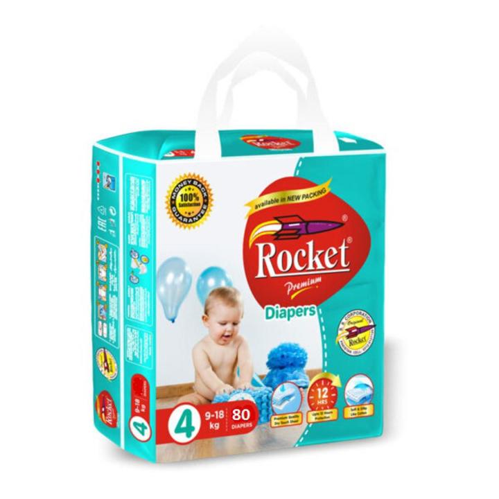 ROCKET PREMIUM DIAPER (SIZE 4NO LARGE 9-18KG ) 80-PCS PACK | Daraz.pk