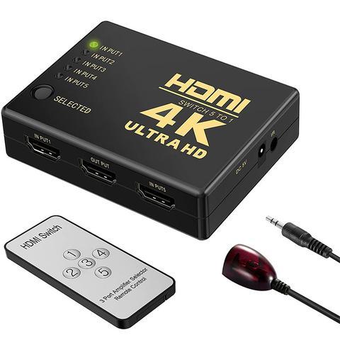 HDMI Switch 4K 5 Ports Full 4K HD 1080p with IR Remote Control 5 Input ...