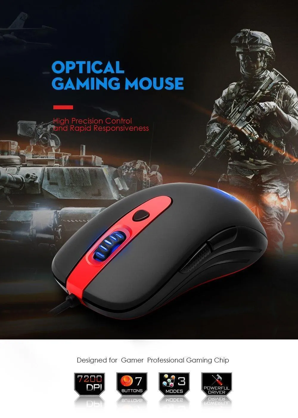 Redragon M703 Gerberus 7200DPI High Performance Wired Gaming Mouse ...