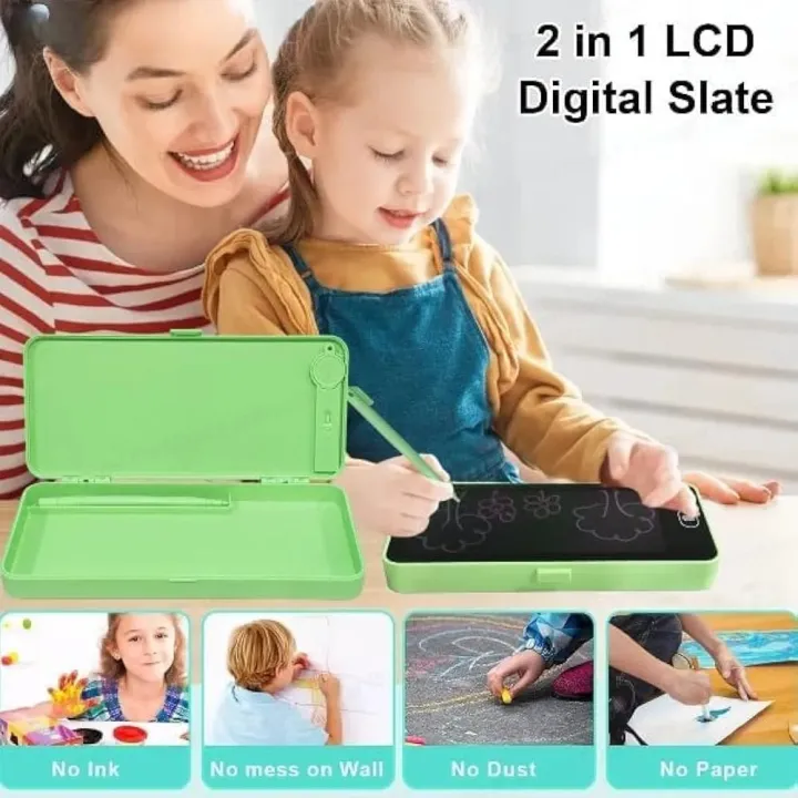LCD Writing Tablet Pencil Box for Kids – Drawing Board Case with Erase ...