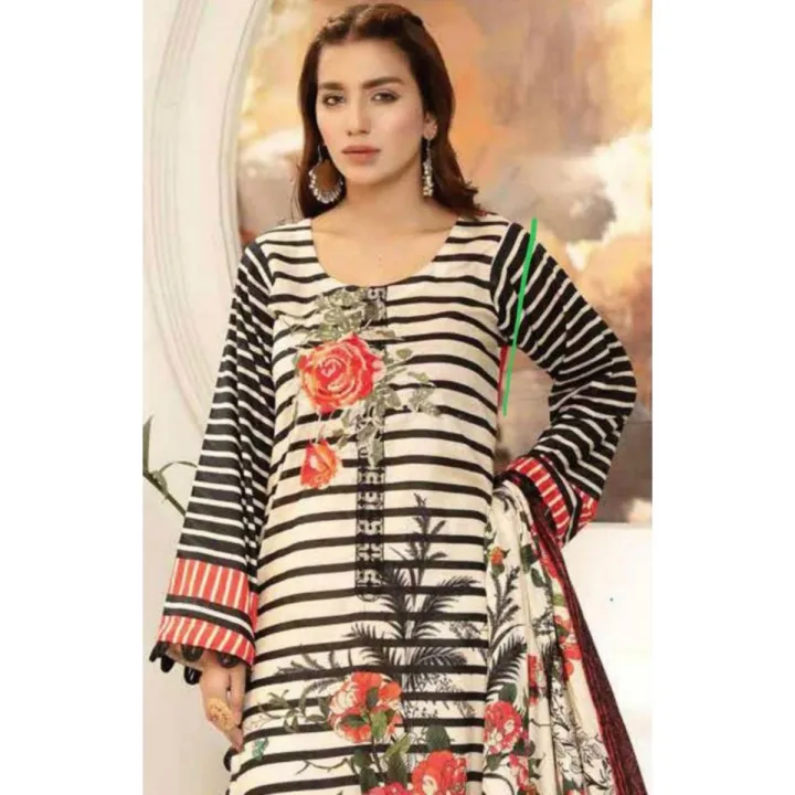 Marina Fabric Neck Embroidery Unstiched 3pc suit Special Design | Daraz.pk