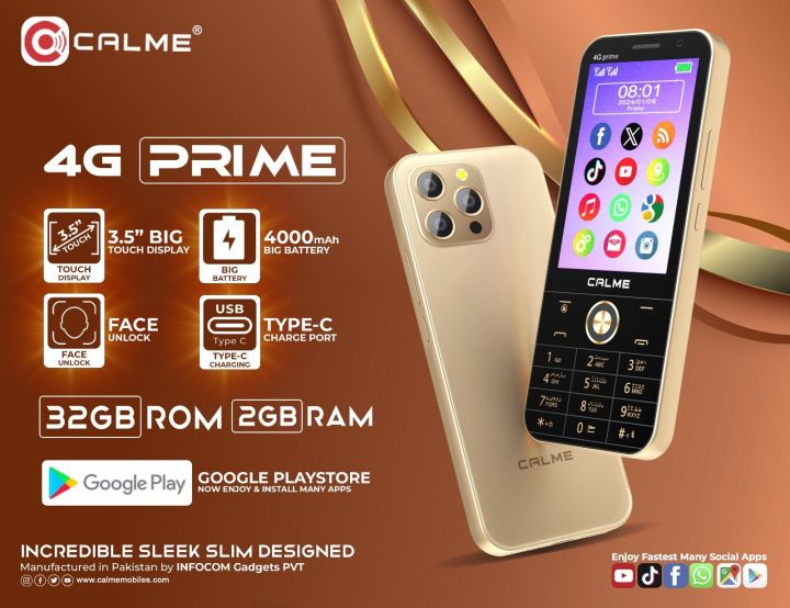 Calme 4G Prime - 3.5 Inch Big Touch Display - 4000mAH Battery - Face ...