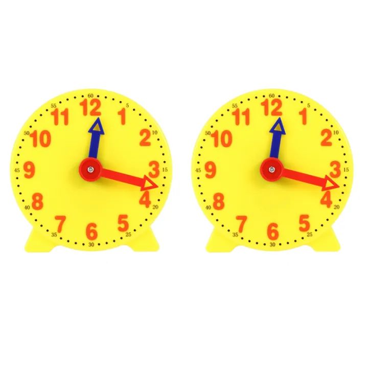 QUANBU 2pcs 4 Inch Student Learning Clock Time Model Teacher Gear Clock ...